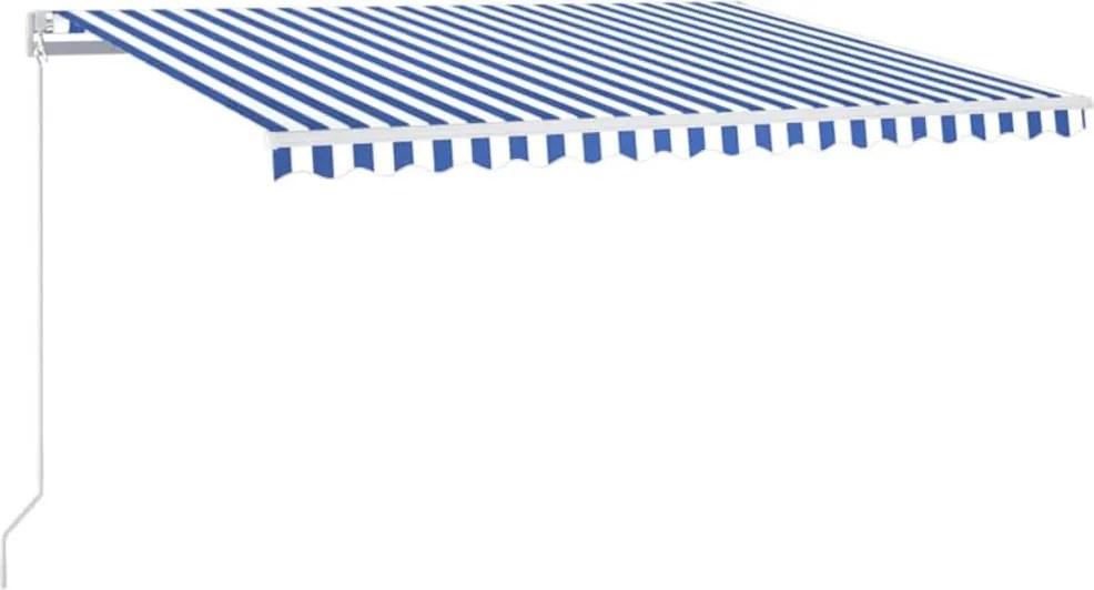 Ručně zatahovací markýza 450 x 350 cm modrobílá 3068996