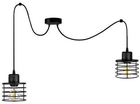 Industriální závěsné osvětlení na lanku BOSE, 2xE27, 60W, černé Bexlo BOSE 470