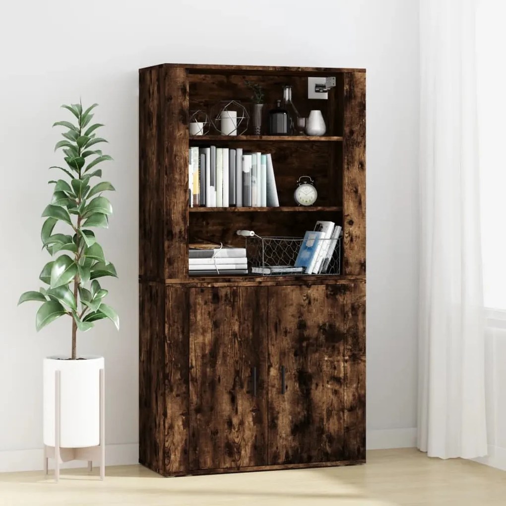 Skříň highboard kouřový dub kompozitní dřevo 3185364