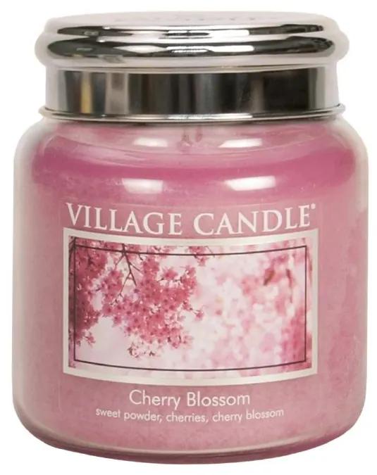 VILLAGE CANDLE Svíčka Village Candle - Cherry Blossom 389g, růžová barva, sklo