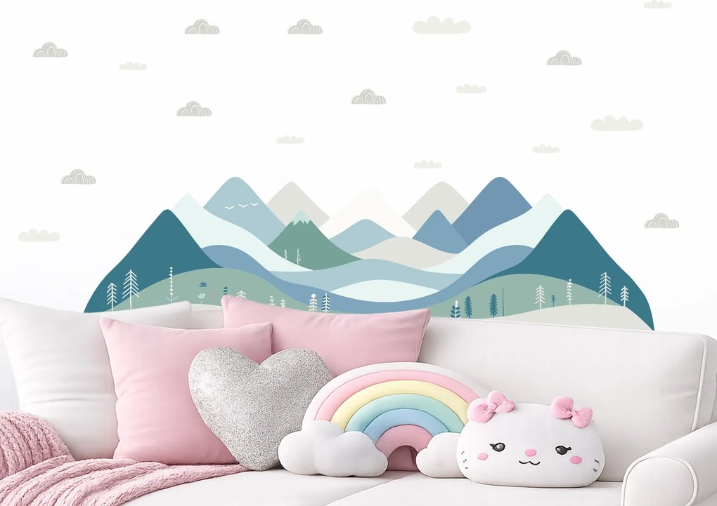 Hory nordic textilní přelepitelné samolepky na zeď arch 100 x 28 cm