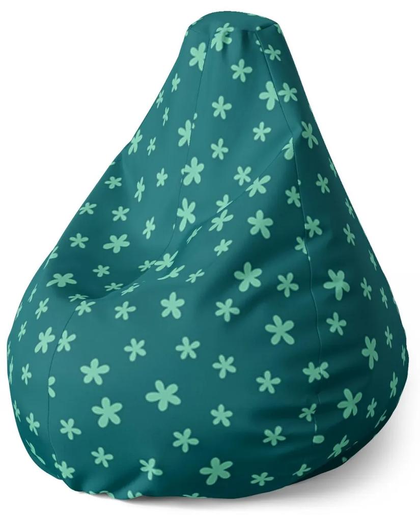Sablio Sedací vak Pear Zelené hvězdy - 140 x 100 x 25 cm