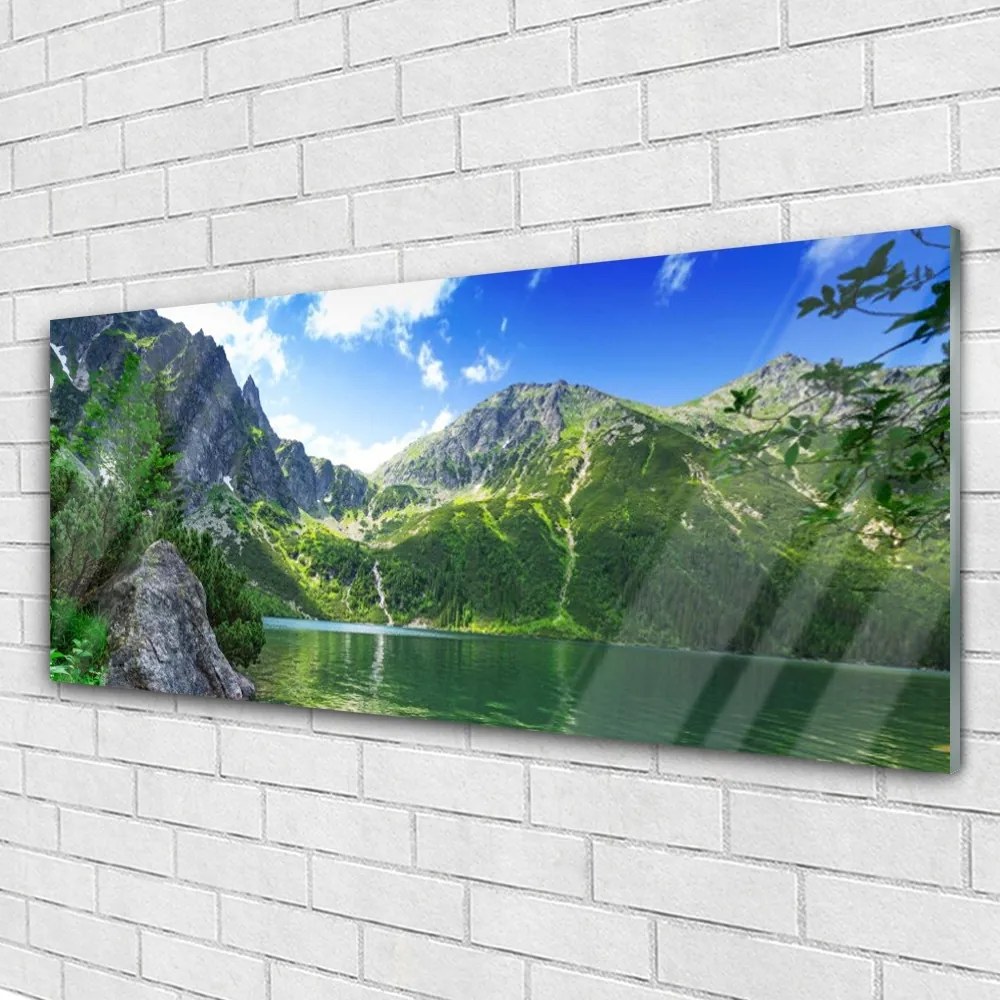 akrylový obraz Hora Jezero Příroda 125x50 cm