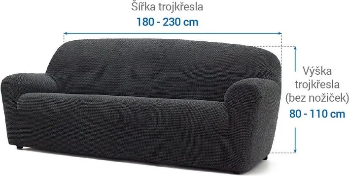 Super strečové potahy NIAGARA antracitová trojkřeslo (š. 180 - 230 cm)