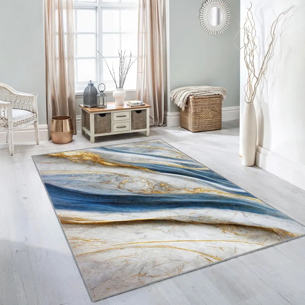 Modrý pratelný koberec 160x230 cm Golden Spill – Mila Home