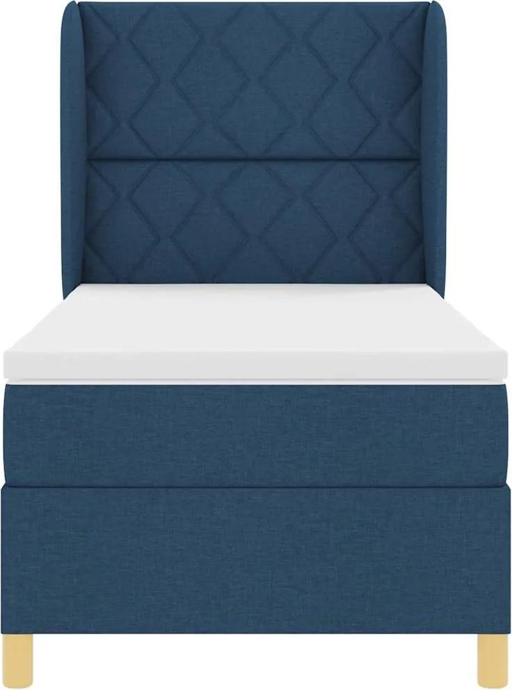 Postel s boxspringem s čelo Modrá 200 x 90 cm textil 3340801