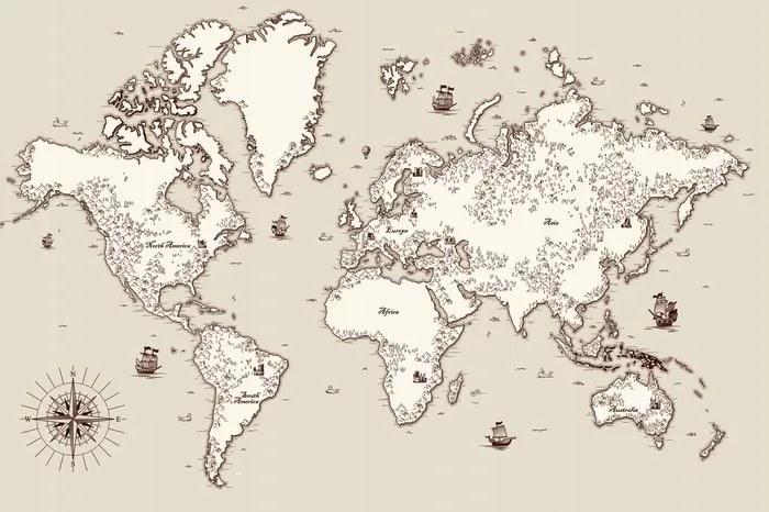 Obraz na zeď Mapa Starého světa Canvas Do Obývacího Pokoje 120x80
