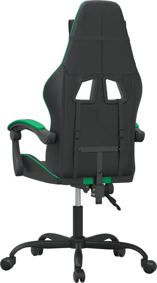 vidaXL Otočná herní židle umělá kůže [349522] Barva: Černo-zelená