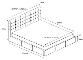 Čalouněná postel VERO rozměr 140x200 cm - šedá