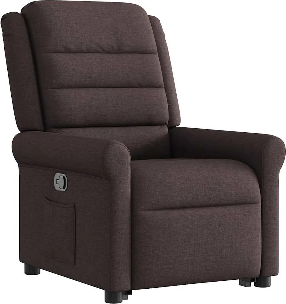 Zvedací polohovací křeslo tmavě hnědé textil 3303319