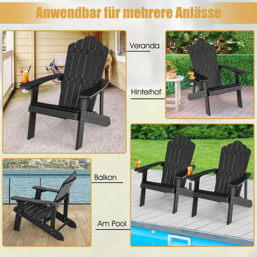 Costway Zahradní židle Adirondack Chair s držákem na pohár, černý