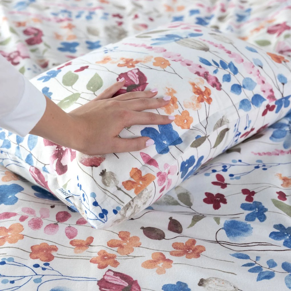 Flanelové povlečení Akvarelové kvítí Velikost: atypický 240 x 200 + 2 x 70 x 90