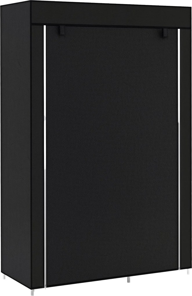 HOMCOM Textilní šatník s 6 policemi, věšákem na oblečení, sklopný šatník do ložnice, 103 x 43 x 162,5 cm, černý | Aosom