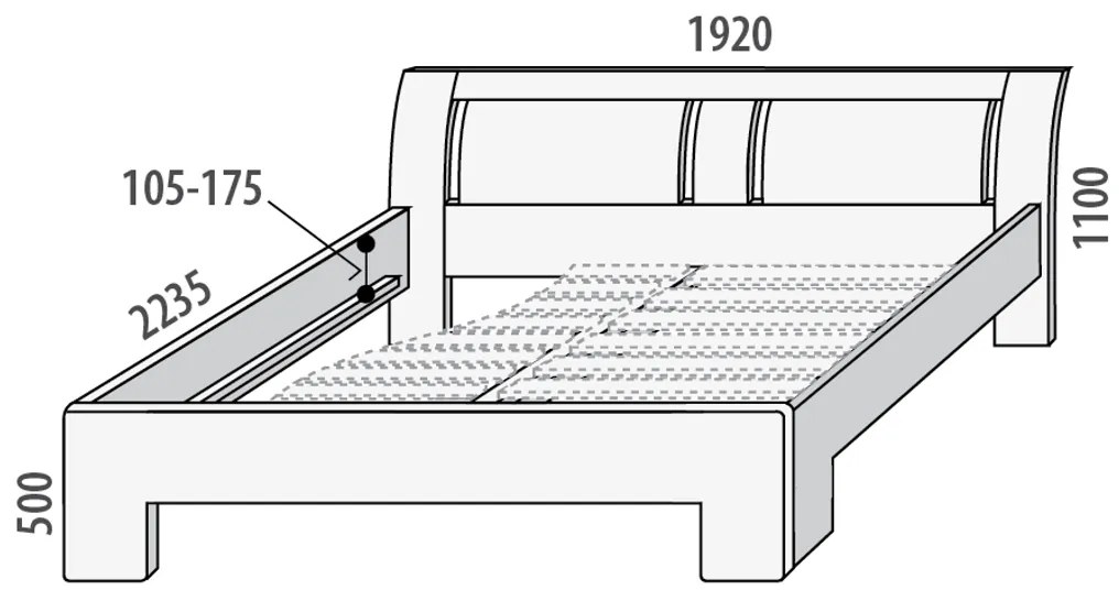 Postel Sofia, čelo oblé 3výplně 180 Domestav F113 Materiál: Buk cink, Barevne provedení: Barevné olejování, Specifikace: 180x200