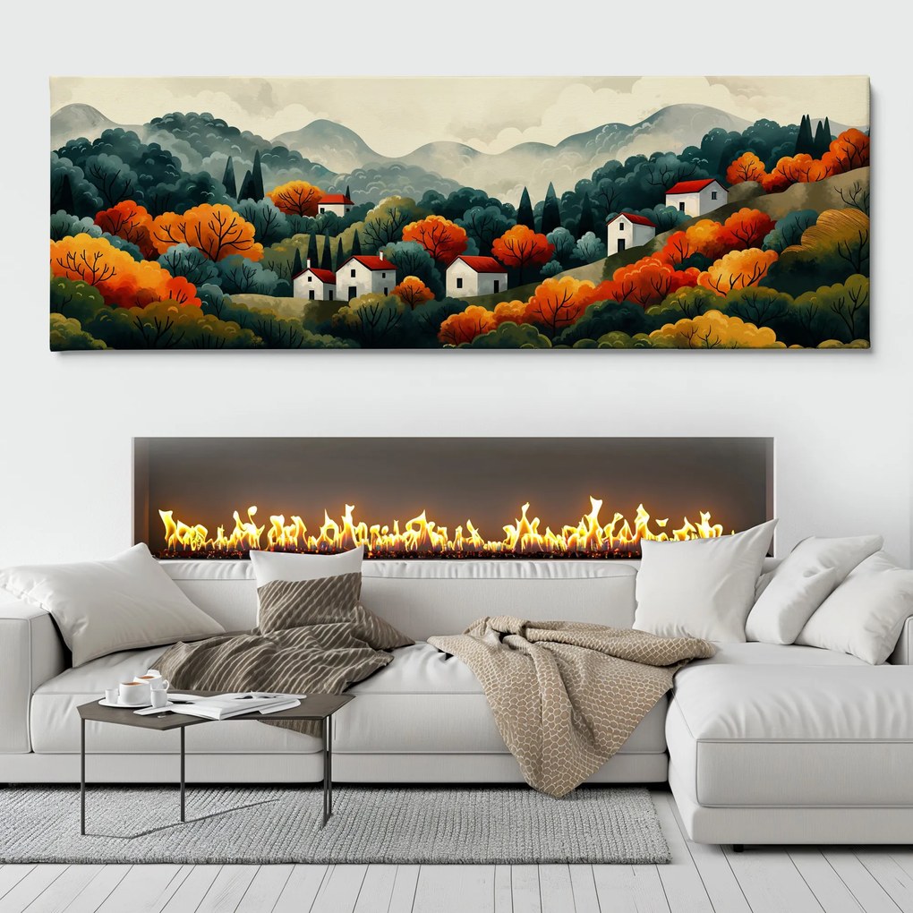 Obraz na plátně - Rostetto skryté v kopcích FeelHappy.cz Velikost obrazu: 60 x 20 cm