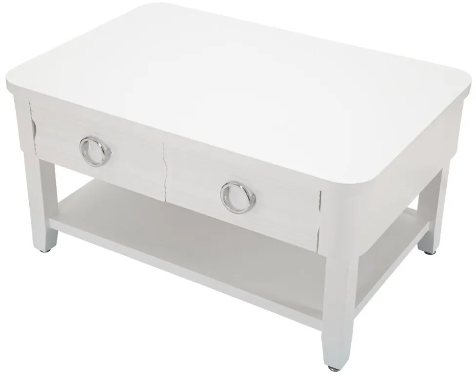 Designový konferenční stolek Hahnunah 90 cm bílý lesk