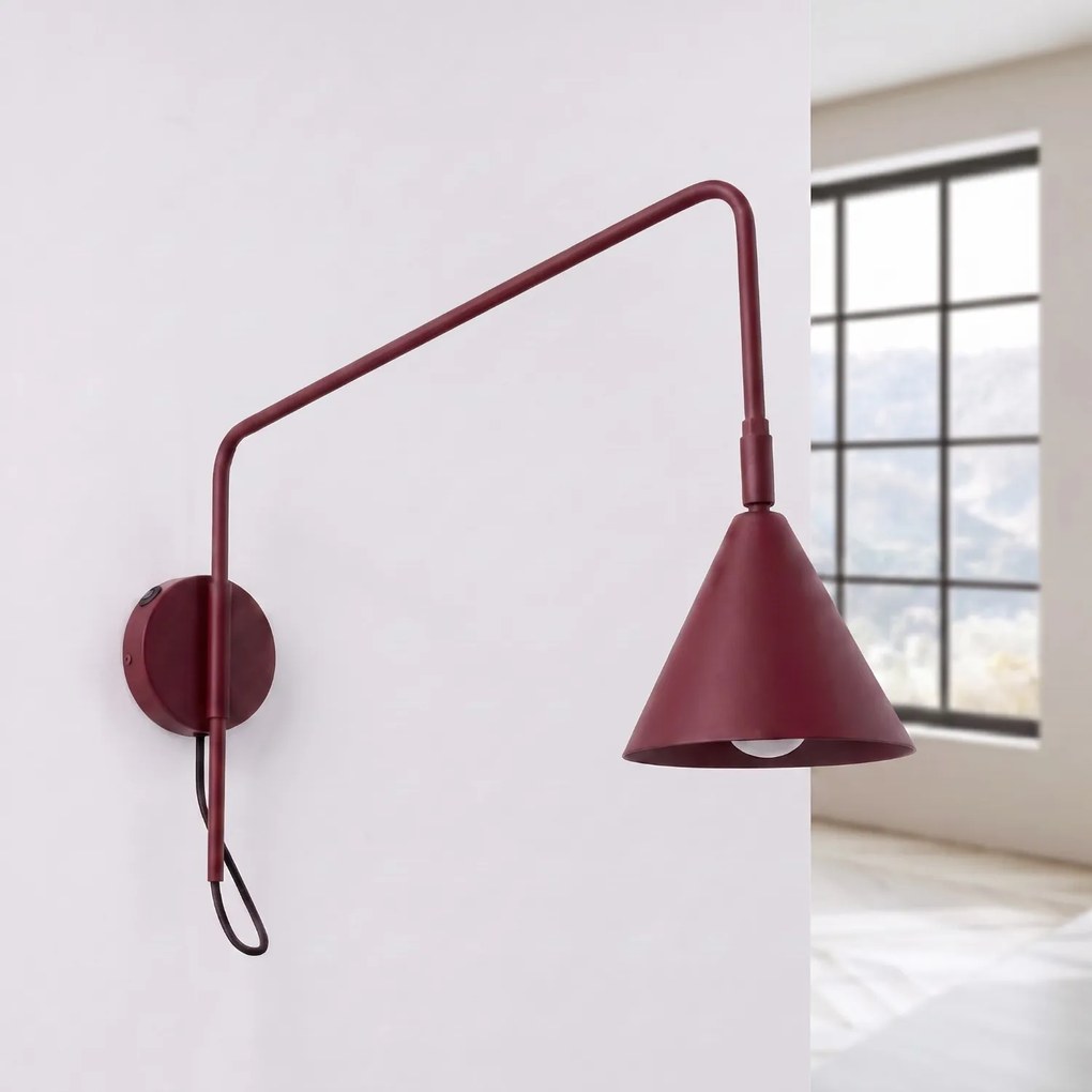 Sollux Lighting Nástěnné svítidlo NOX 1 bordó s vypínačem
