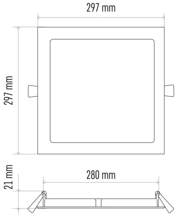 Emos LED zápustný panel ZD2152, čtverec , 24 W, 300 mm, denní bílá