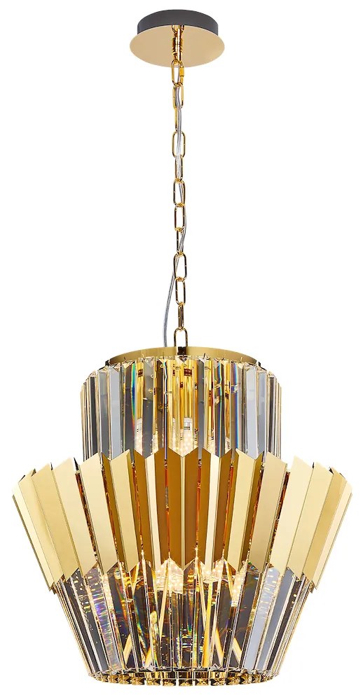 Lustr Donna, 1x křišťálové/zlaté kovové stínítko, (fi 45cm), g