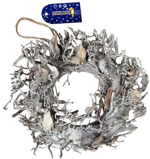EverGreen Věnec s dekoracemi stříbrný