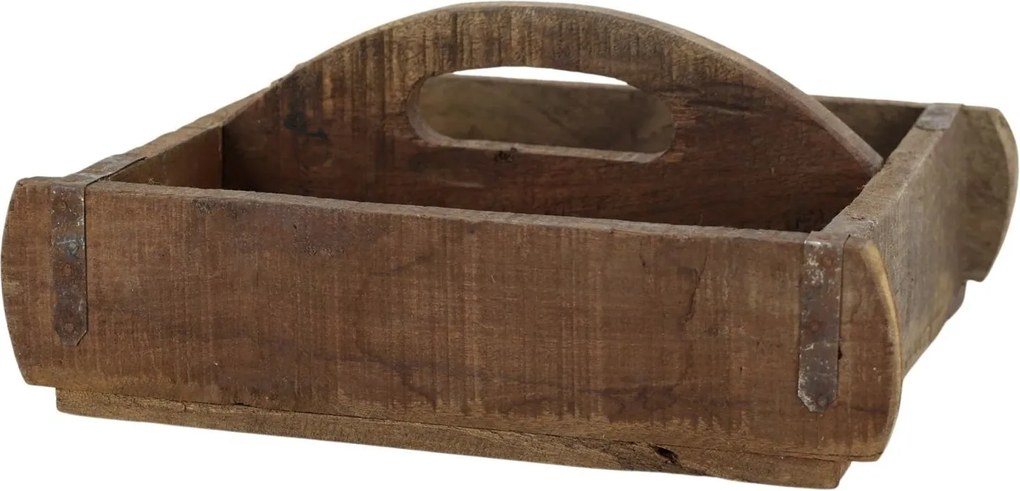 Box Grimaud z recyklovaného hnědého dřeva s rukojetí – 30*25*13 cm
