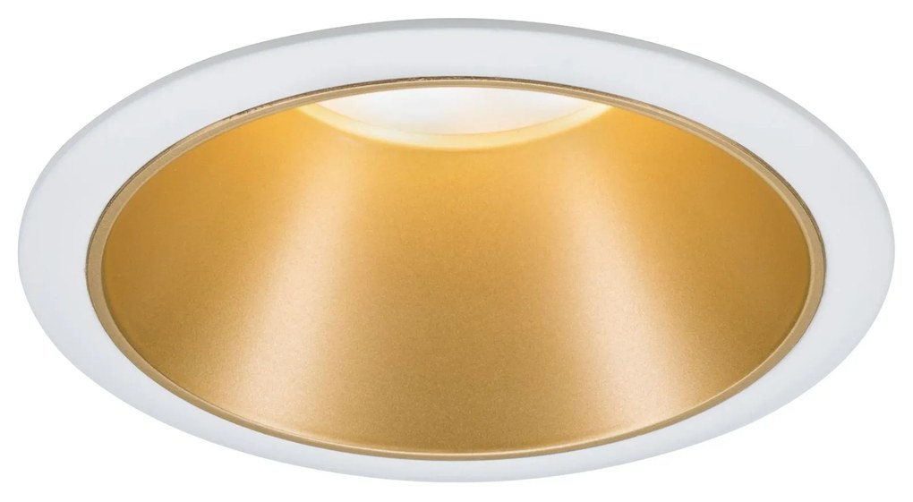 Paulmann 93405 Cole Coin, bodovka v bílo-zlaté úpravě, 1x6W LED 2700K tříkrokové stmívání, prům. 8,8cm, IP44