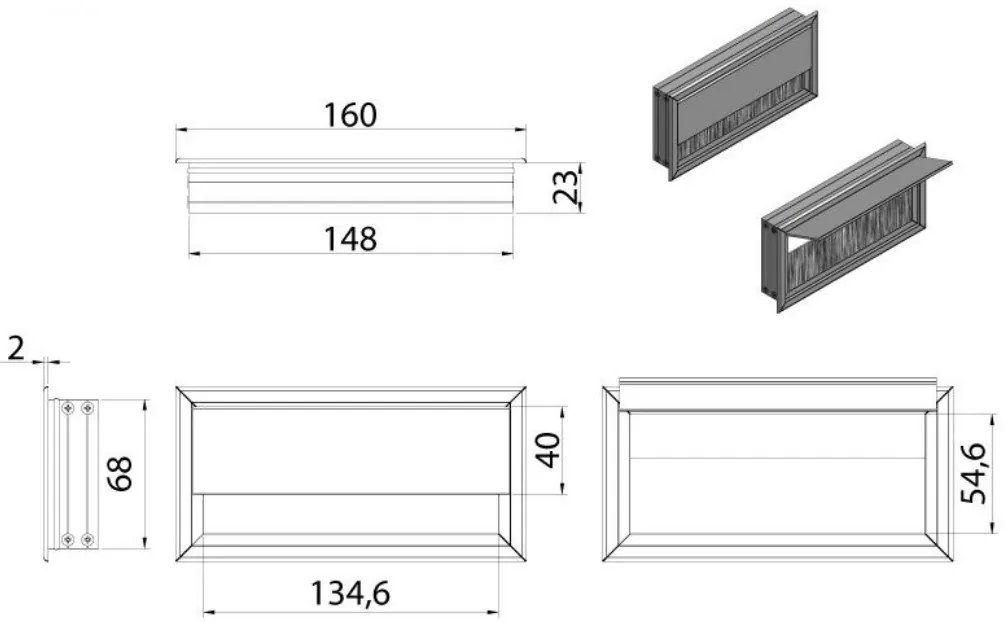 In-Design Průchodka kabelů RECTA do stolu hranatá šířka 80 mm - různé délky bílá Délka průchodky (mm): 80
