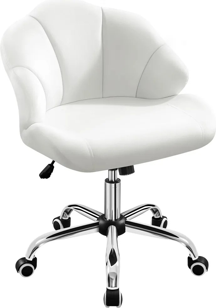 Kancelářská židle Yaheetech – bílá, 60 cm (šířka) × 60 cm (hloubka) × 76,5 cm – 86 cm (266901824875)