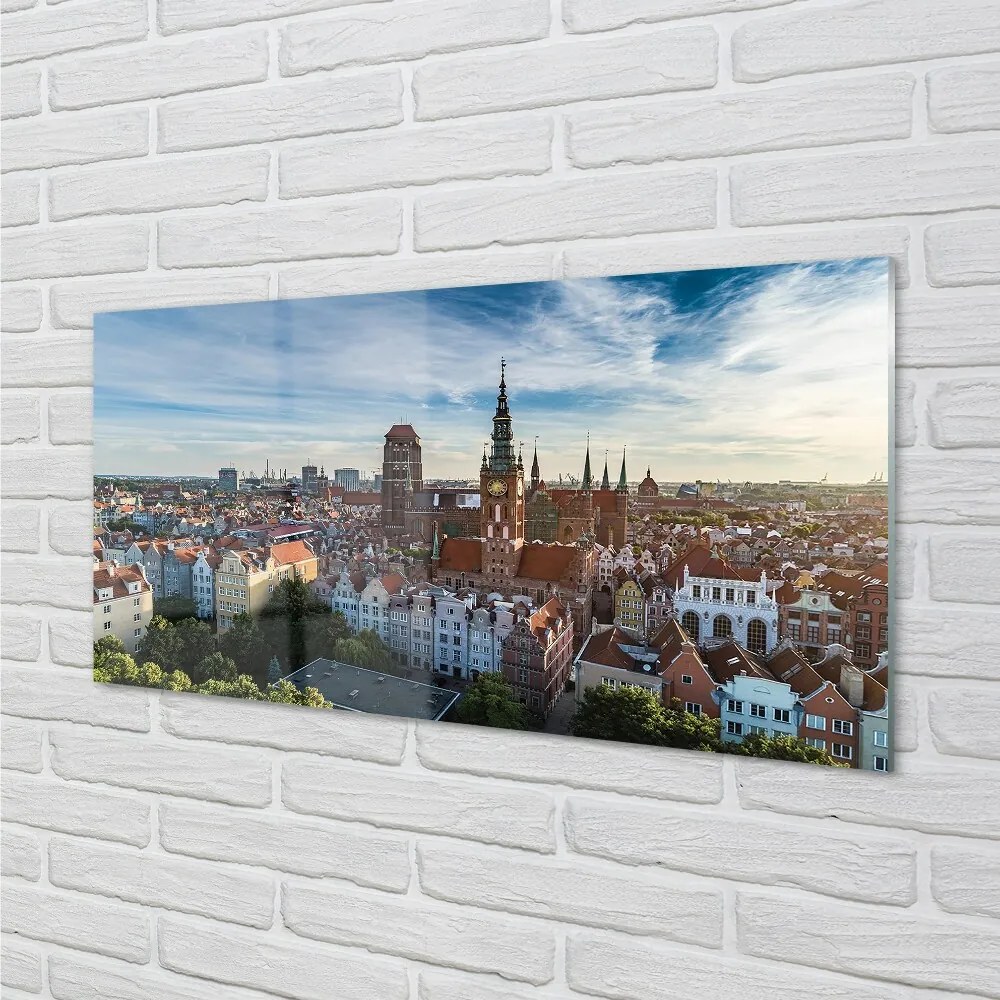 Obraz na skle Gdańsk Panorama kostel 100x50 cm