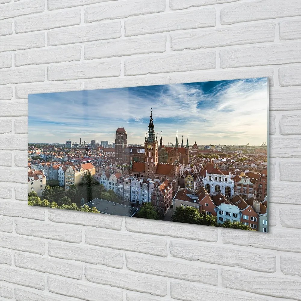 Obraz na skle Gdańsk Panorama kostel 120x60 cm
