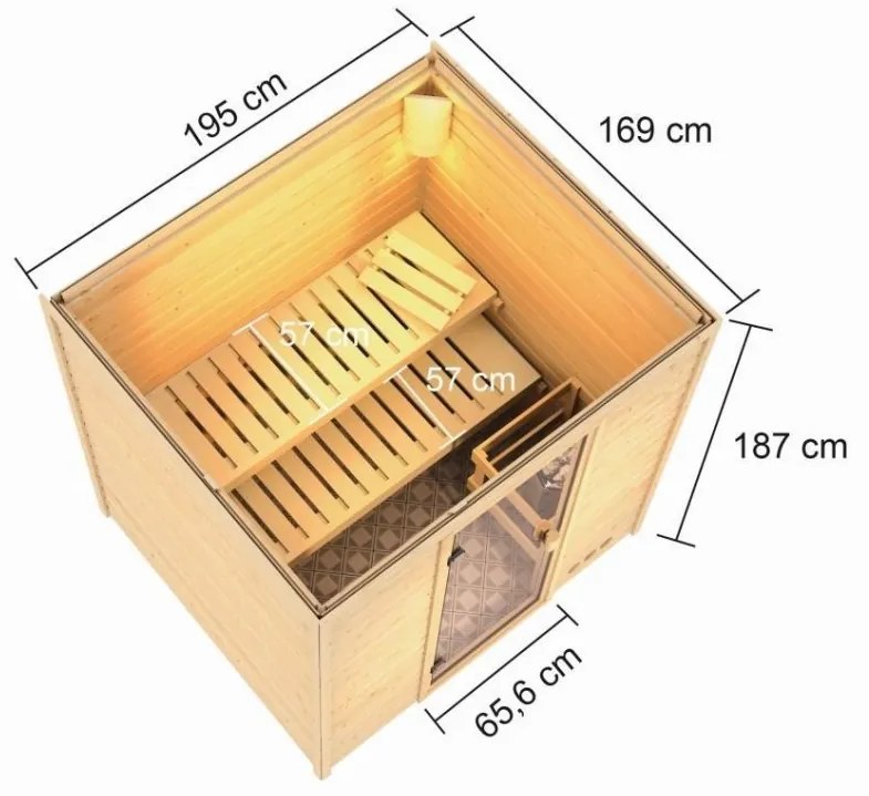 Interiérová finská sauna s kamny 9,0 kW Dekorhome