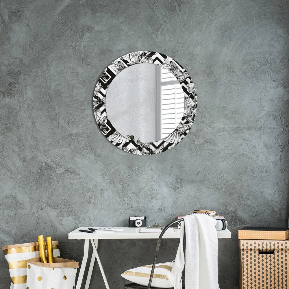 Kulaté dekorativní zrcadlo Kolibřík fi 60 cm
