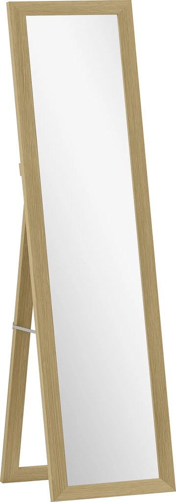 HOMCOM Zrcadlo Plné tělo nástěnné zrcadlo, 37 cm x 40 cm x 155 cm, včetně montážní háčky, stříbrná + dub