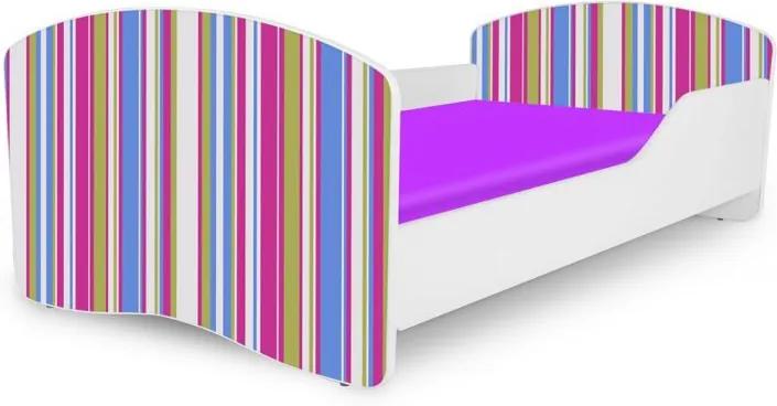 Dětská postel - Růžové proužky - rainbow - 180 x 80 cm