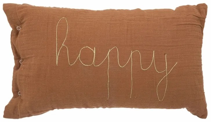 Dětský dekorační polštářek HAPPY 50x30cm, hnědý