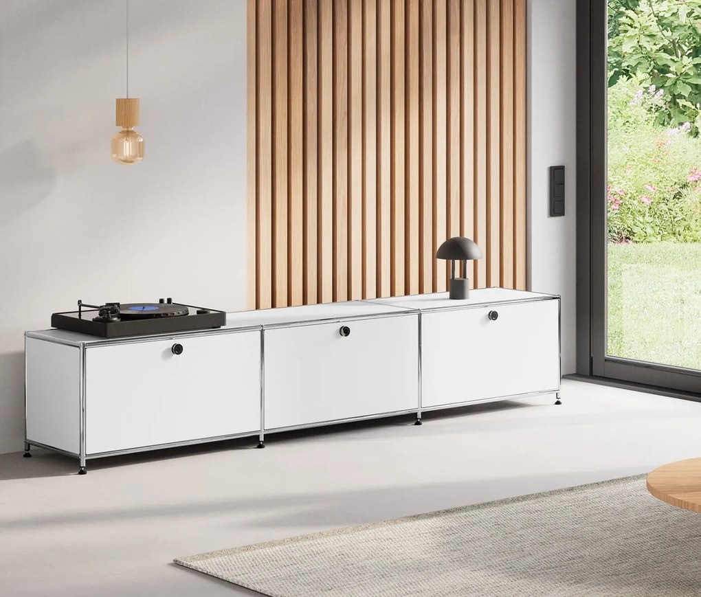 Tchibo - Nízká kovová skříňka »Cn3« se 3 výklopnými dvířky - barva: chrom