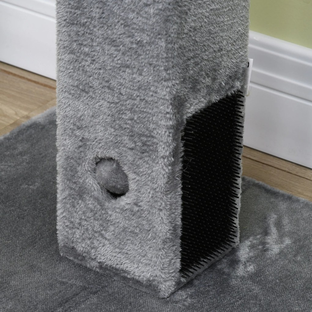 PawHut 79 cm Kočičí Škrabadlo se Závěsným Míčkem a Jutovým Sloupem 59.5x39x79 cm Šedé