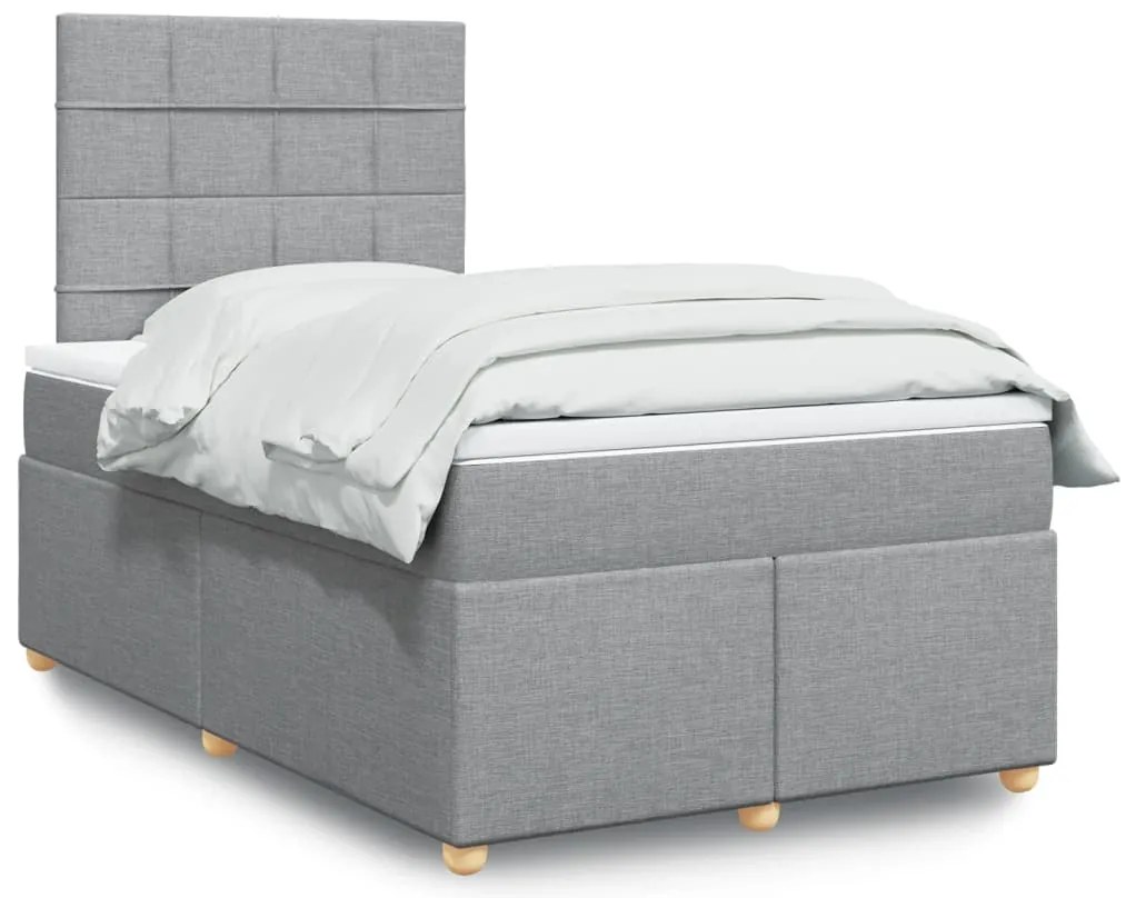Box spring postel s matrací světle šedá 120x190 cm textil