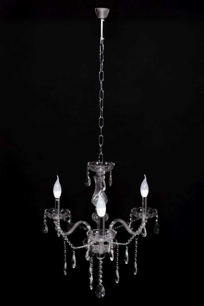 Toolight - Křišťálový závěsný lustr 3xE14 60W 300752, stříbrná, OSW-04601