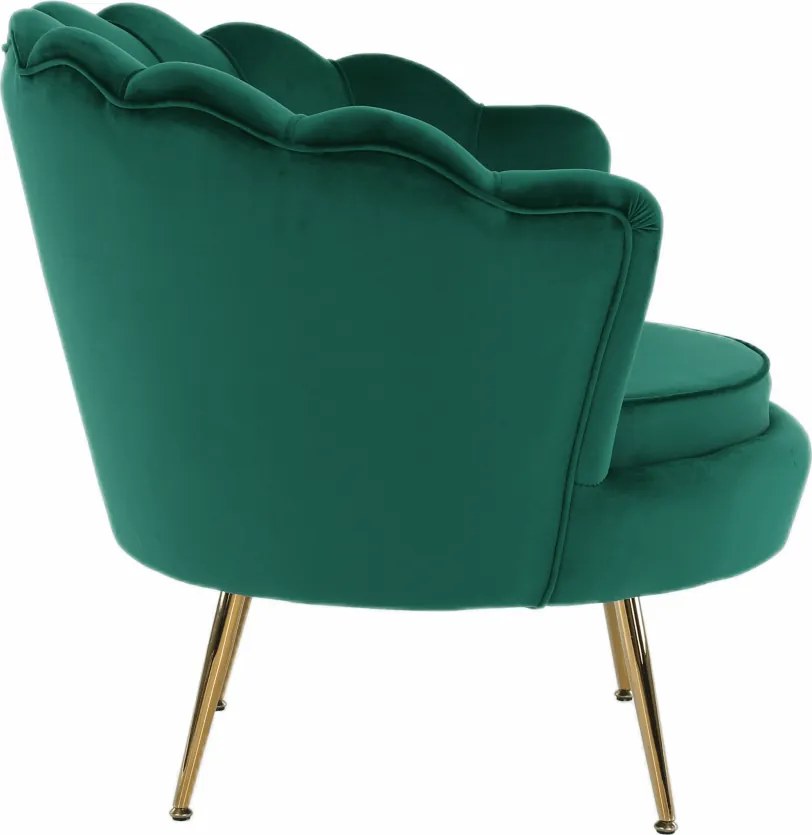 Křeslo ve stylu Art-deco, smaragdová Velvet látka / gold chrom-zlatý, NOBLIN