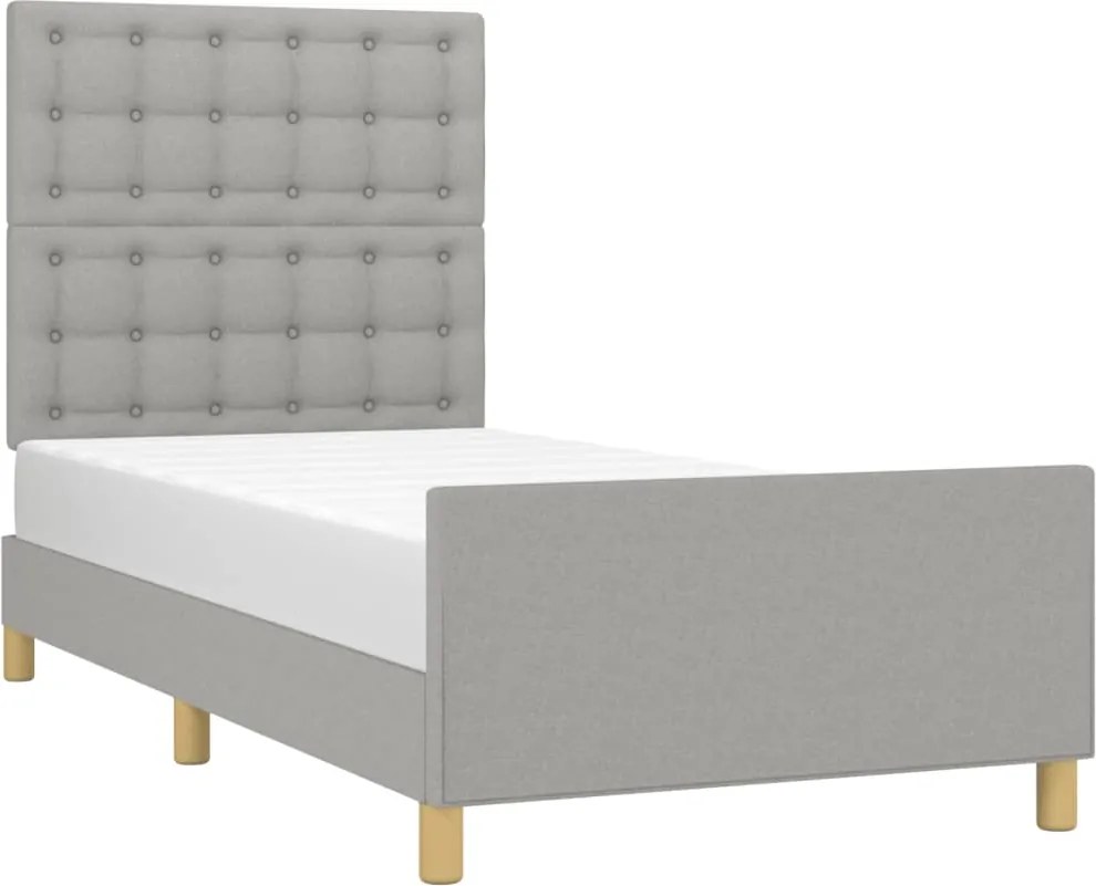 Rám postele bez matrace světle šedá 100 x 200 cm textil 3125357