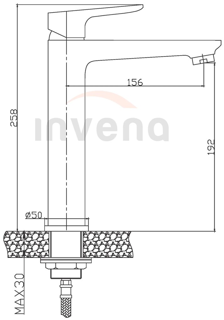 Invena Dokos, vysoká umyvadlová baterie, chrom, INV-BU-19-W01-V