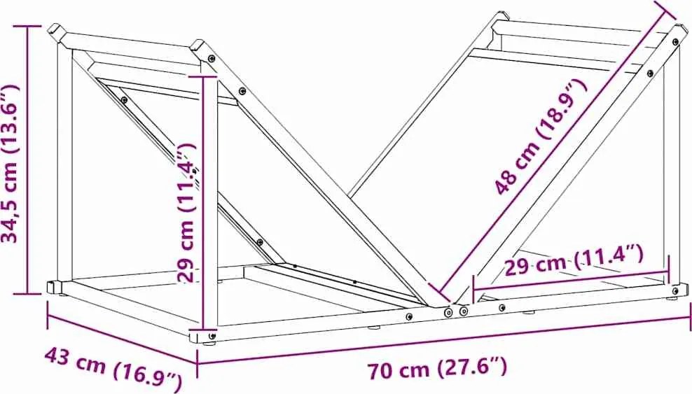 vidaXL Stojan na palivové dřevo Ocel válcovaná za studena [864175] Barva: Černá