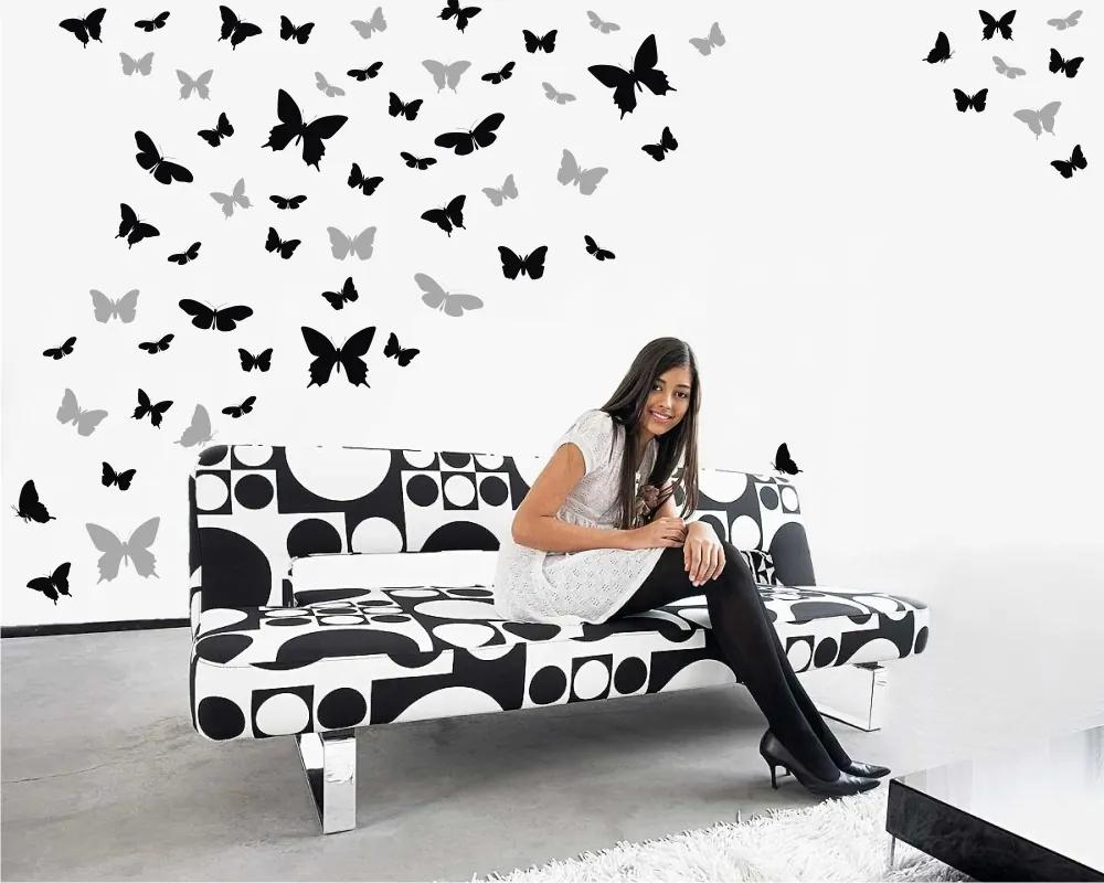 WALLVINIL Samolepky na zeď - Motýlí ráj Barva: Bílá, Velikost: 70 motýlů