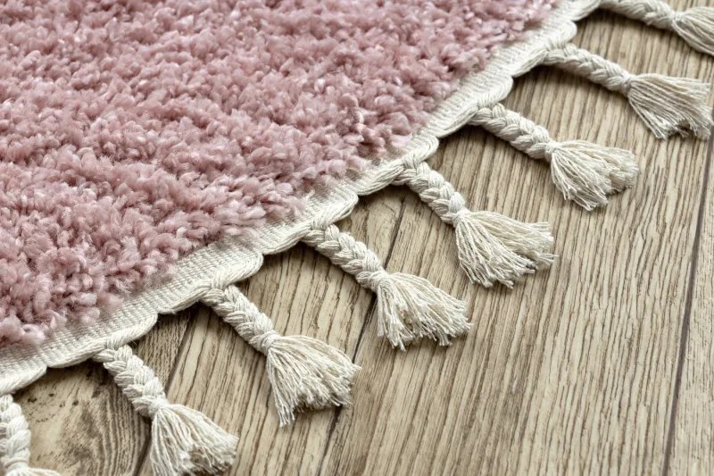 Dywany Łuszczów, Kusový koberec Berber 9000 pink kruh, 120x120 (průměr) kruh, růžová, obývací pokoj