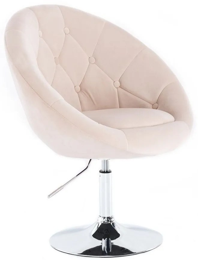 LuxuryForm DESIGN Křeslo VERA VELUR na stříbrném talíři - krémové