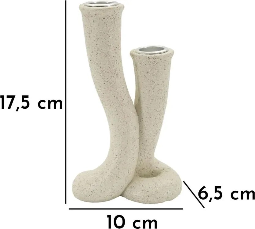 Designový svícen Stons 17,5 cm krémový