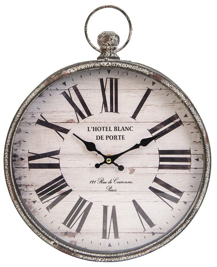 Kovové hodiny LHotel Blanc De Porte - 30*6*39 cm