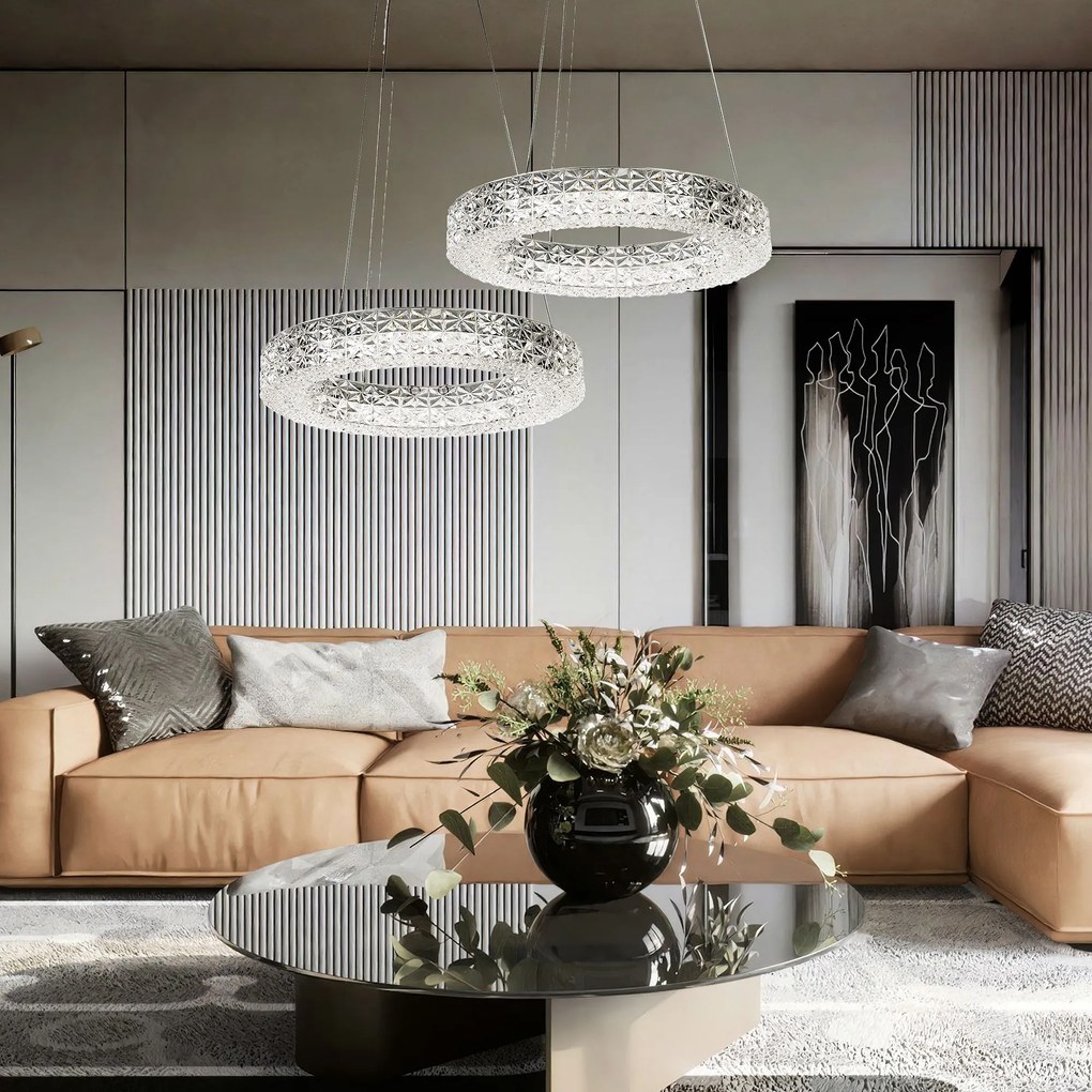 Toolight Toolight, LED stropní křišťálové svítidlo 40cm, 24W, 4000K, MS004-CP, chromová, OSW-09614