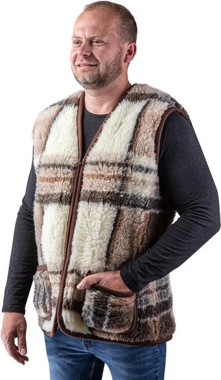 Pánská vesta z ovčí vlny KÁRO vel. 2XL